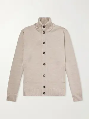 SLOWEAR Wool Cardigan With Button Detail - Neutrals