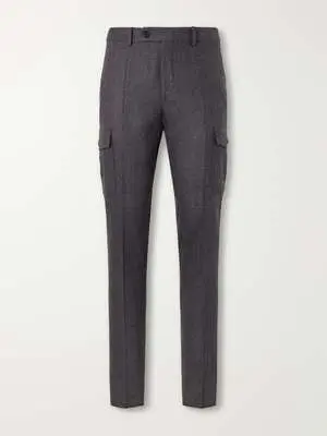 SLOWEAR Straight-leg Brushed Wool-blend Trousers - Gray