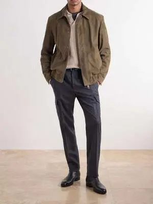 SLOWEAR Straight-leg Brushed Wool-blend Trousers