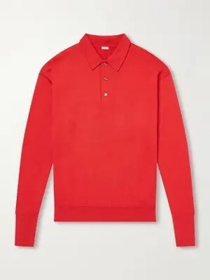 A.PRESSE Wool Polo Shirt - Red