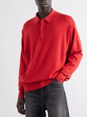 A.PRESSE Wool Polo Shirt - Red