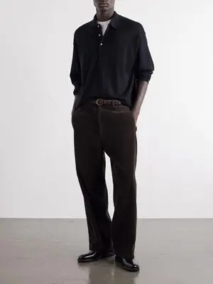 A.PRESSE Wool Polo Shirt - Black