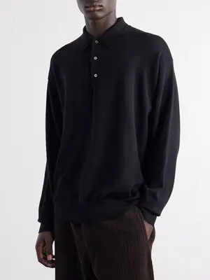 A.PRESSE Wool Polo Shirt - Black