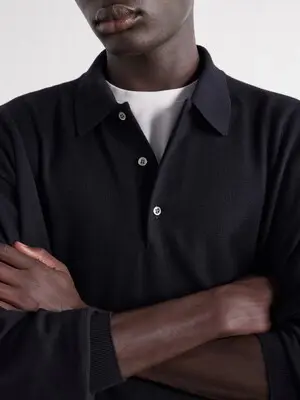 A.PRESSE Wool Polo Shirt - Black