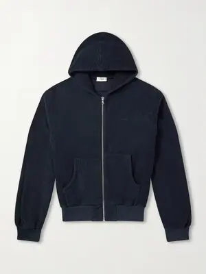 ADON Cotton-velour Zip-up Hoodie - Blue