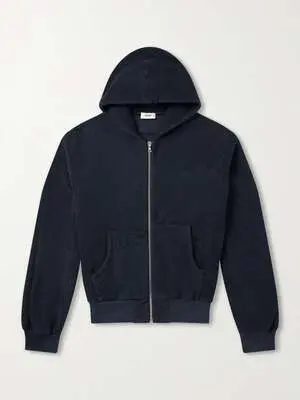 ADON Cotton-velour Zip-up Hoodie - Navy
