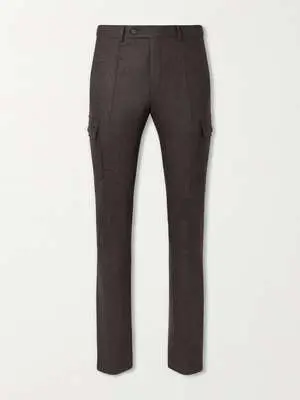 SLOWEAR Straight-leg Brushed Wool-blend Trousers - Brown
