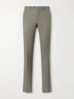 Canali Straight-leg Wool Suit Trousers - Brown