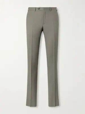 Canali Straight-leg Wool Suit Trousers - Brown