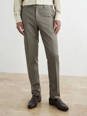Canali Tailored Wool Suit Trousers - Brown
