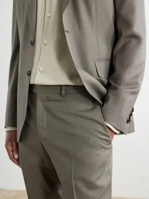 Canali Tailored Wool Suit Trousers - Brown