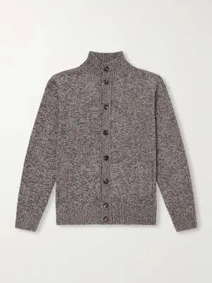 SLOWEAR Turtleneck Virgin Wool Cardigan - Brown