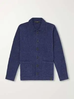 SLOWEAR Bouclé Wool-blend Cardigan - Navy