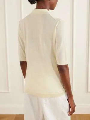 Studio Nicholson Ribbed Merino Wool And Silk-blend Polo Sweater