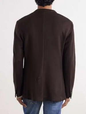 SLOWEAR Wool-blend Woven Waffle Jersey Blazer