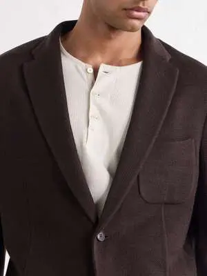 SLOWEAR Wool-blend Woven Waffle Jersey Blazer