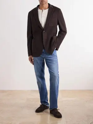 SLOWEAR Incotex Wool-blend Woven Waffle Jersey Blazer