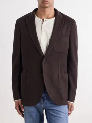 SLOWEAR Incotex Wool-blend Woven Waffle Jersey Blazer
