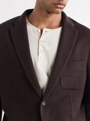 SLOWEAR Incotex Wool-blend Woven Waffle Jersey Blazer