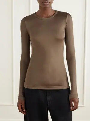 AGOLDE Delphi Ribbed Stretch T-shirt - Brown