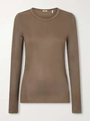 AGOLDE Delphi Ribbed Stretch T-shirt - Taupe