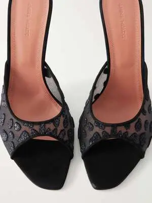 Amina Muaddi Alexa 95 Embellished Mesh Sandals