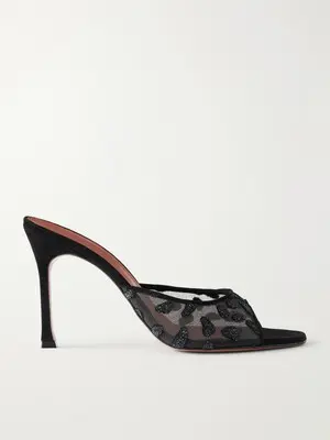 Amina Muaddi Alexa 95 Embellished Mesh Sandals