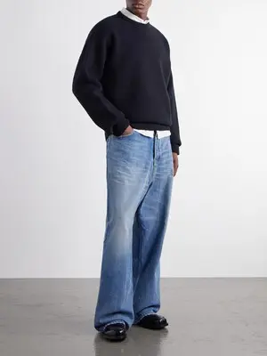 Balenciaga City Wool-blend Crewneck Sweater - Black