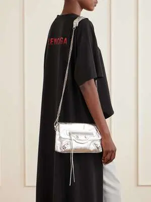 Balenciaga Le City Crinkled-leather Shoulder Bag