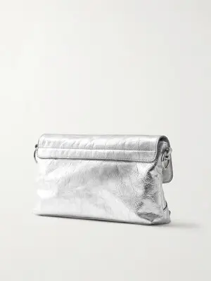 Balenciaga Le City Crinkled-leather Shoulder Bag - Silver