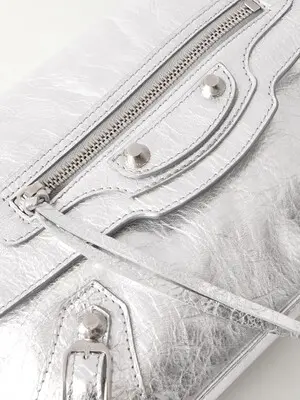 Balenciaga Le City Crinkled-leather Shoulder Bag - Silver