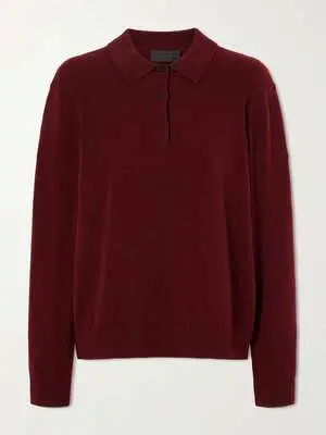 NILI LOTAN Jovan Cashmere Polo Sweater - Burgundy
