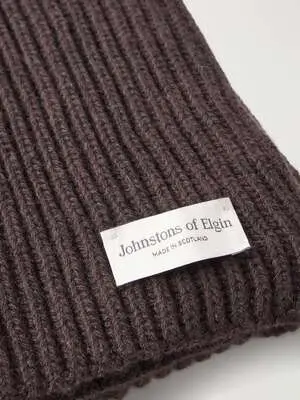 Johnstons Of Elgin Lovat Cashmere Ribbed Scarf
