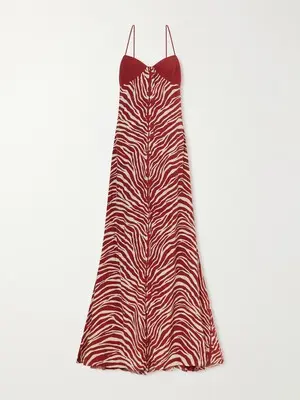 CALA DE LA CRUZ Zebra Print Maxi Dress - Red