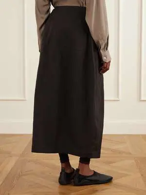 Studio Nicholson Pleated Linen-blend Midi Skirt