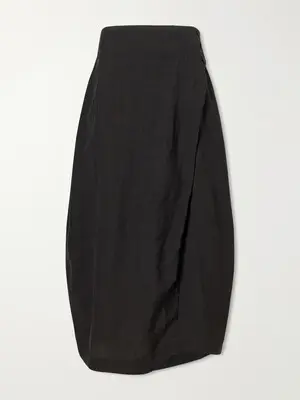 Studio Nicholson Pleated Linen-blend Midi Skirt