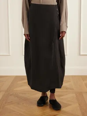 Studio Nicholson Pleated Linen-blend Midi Skirt