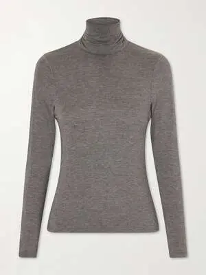 NILI LOTAN Keria Stretch-jersey Turtleneck Top - Dark Gray