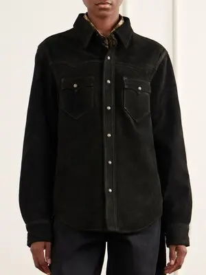 Ralph Lauren Willett Paneled Suede Jacket - Black