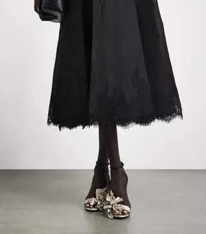 Zimmermann Linen-silk Lace-trim Valiant Midi Dress - Black