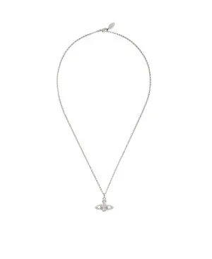 VIVIENNE WESTWOOD Bas Relief Rhinestone Logo Necklace - White