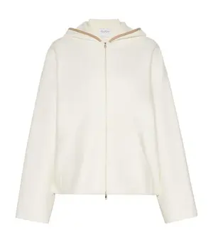 Max Mara Virgin Wool-blend Zip-up Hoodie - White