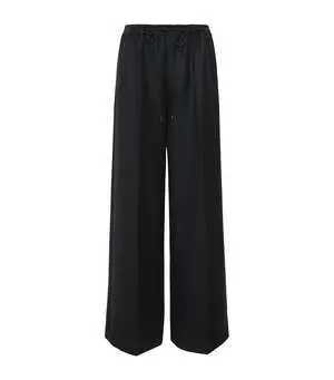 Max Mara Stretch Virgin Wool Wide-leg Trousers - Grey