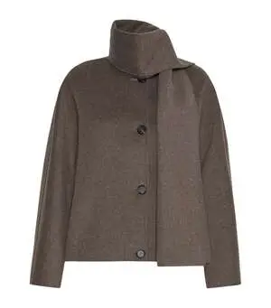 Max Mara Virgin Wool Scarf-neck Jacket - Grey