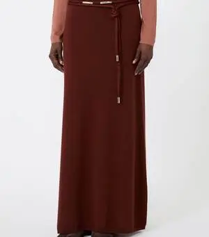 Max Mara Cashmere Maxi Skirt With Tie Belt - Burgundy