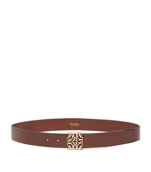 Max Mara Leather Monogram Belt - Beige