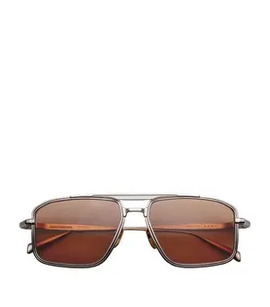 JACQUES MARIE MAGE Titanium Earl Aviator Sunglasses - Gold
