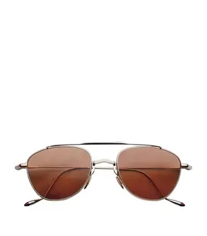 JACQUES MARIE MAGE Titanium Flynn Aviator Sunglasses - Gold