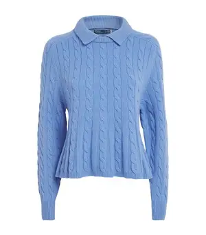 Polo Ralph Lauren Wool-cashmere Peplum Sweater - Blue