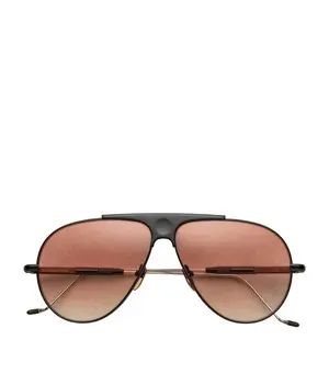 JACQUES MARIE MAGE Titanium Daido Aviator Sunglasses - Black